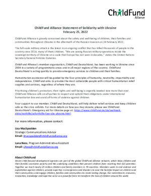 ChildFund Alliance - Public Statements